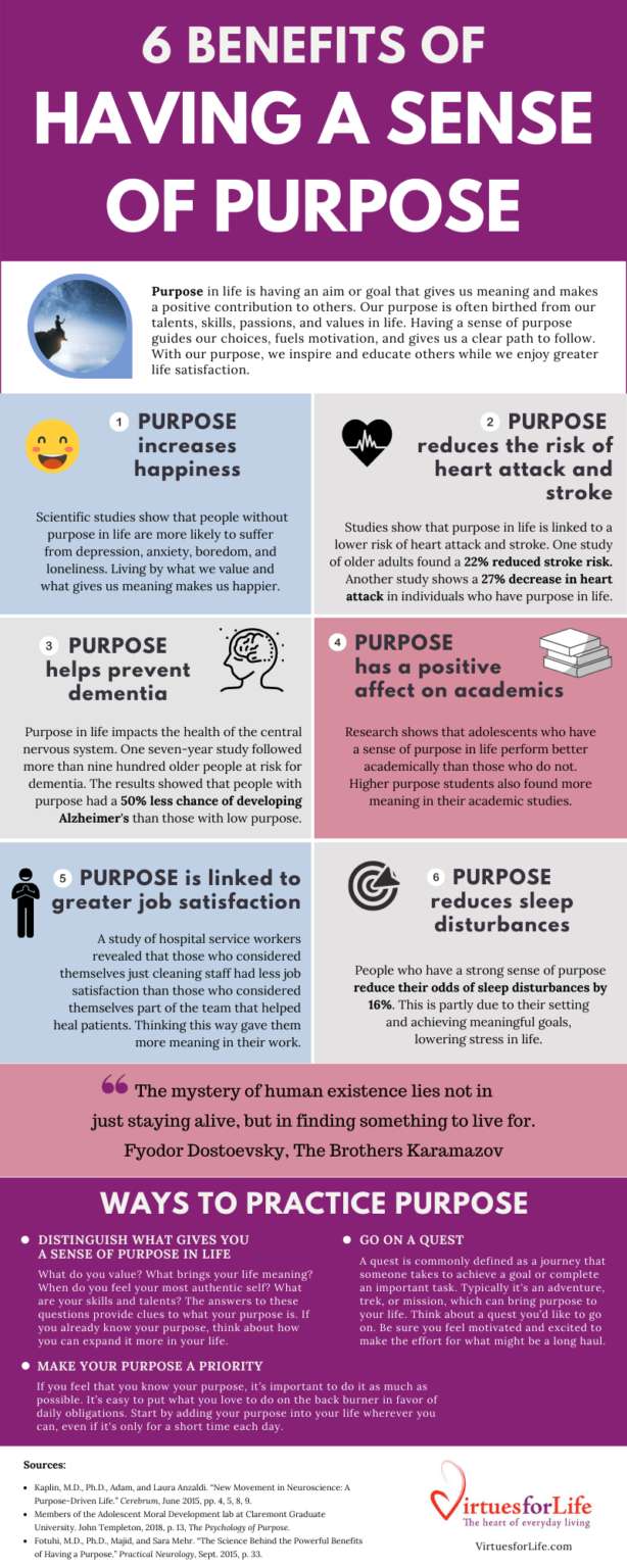 6 Benefits of Having a Sense of Purpose (Infographic) - Virtues For Life